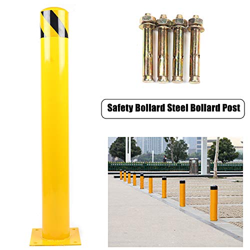 36” x 4.5 ” Safety Bollard Post Reflective Yellow Pipe Bollards Steel ...